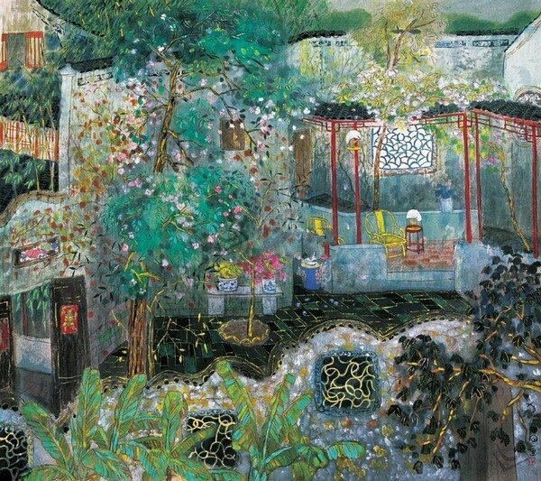 Fang Xiang's oil painting: yard scenery2 - Oil painting reproduction ...